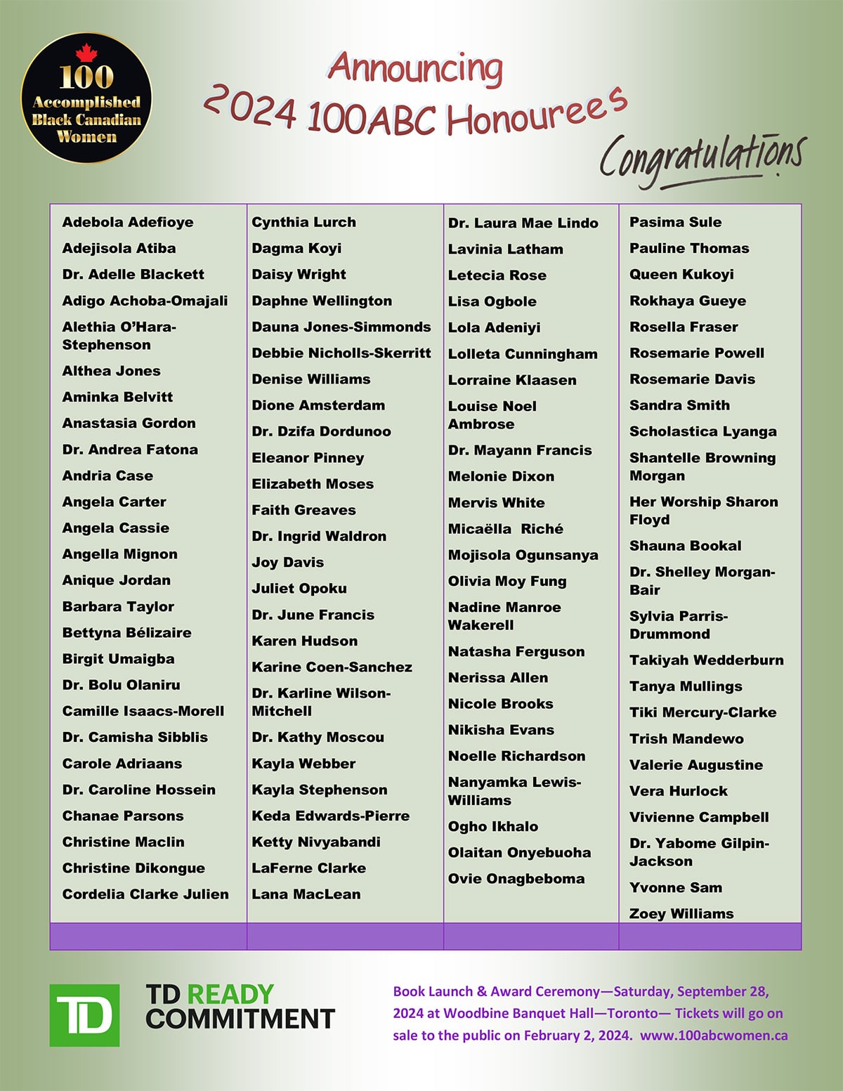 100ABCWomen – 100 Accomplished Black Canadian Women